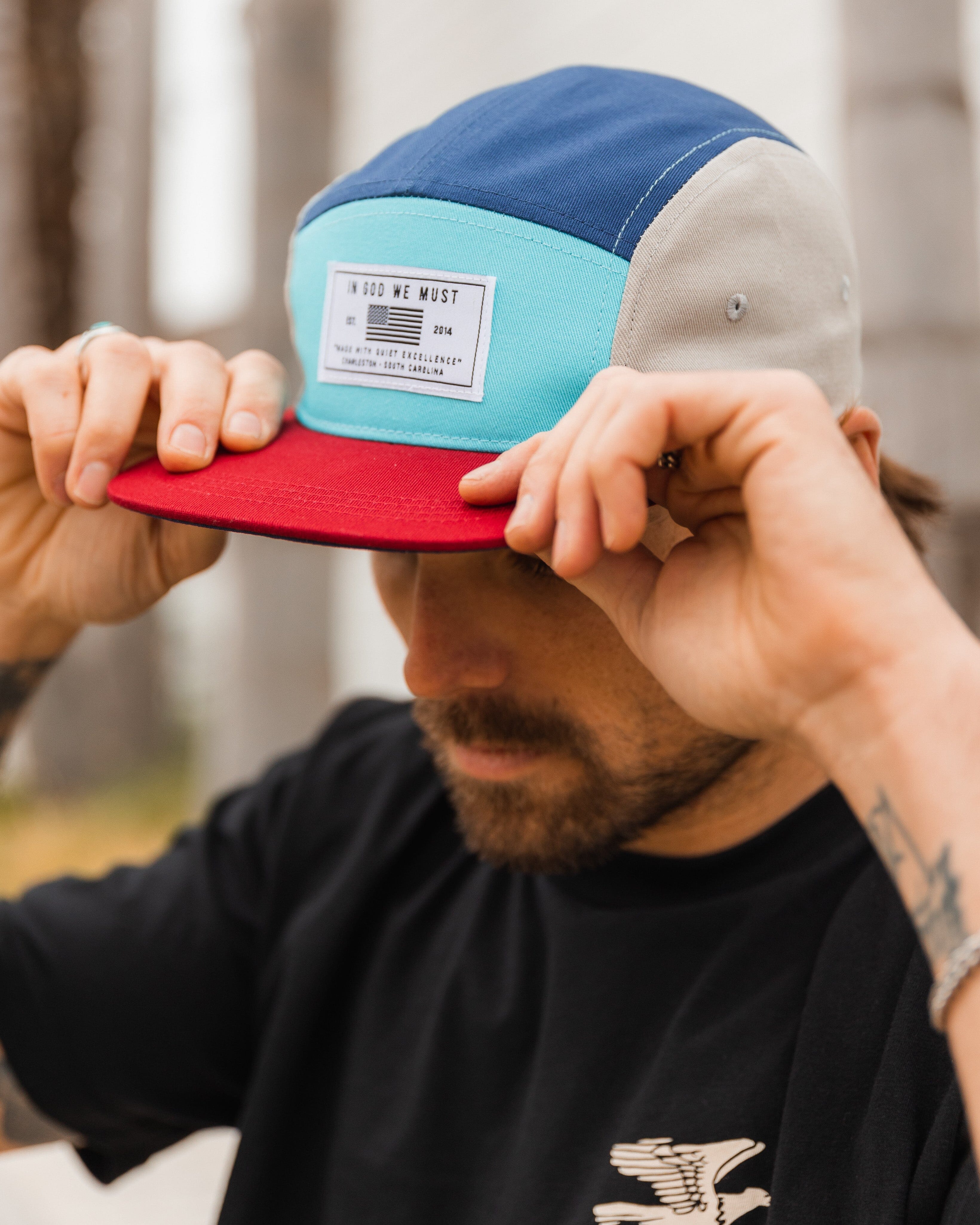 America Tri-Color Five Panel Hat – In God We Must