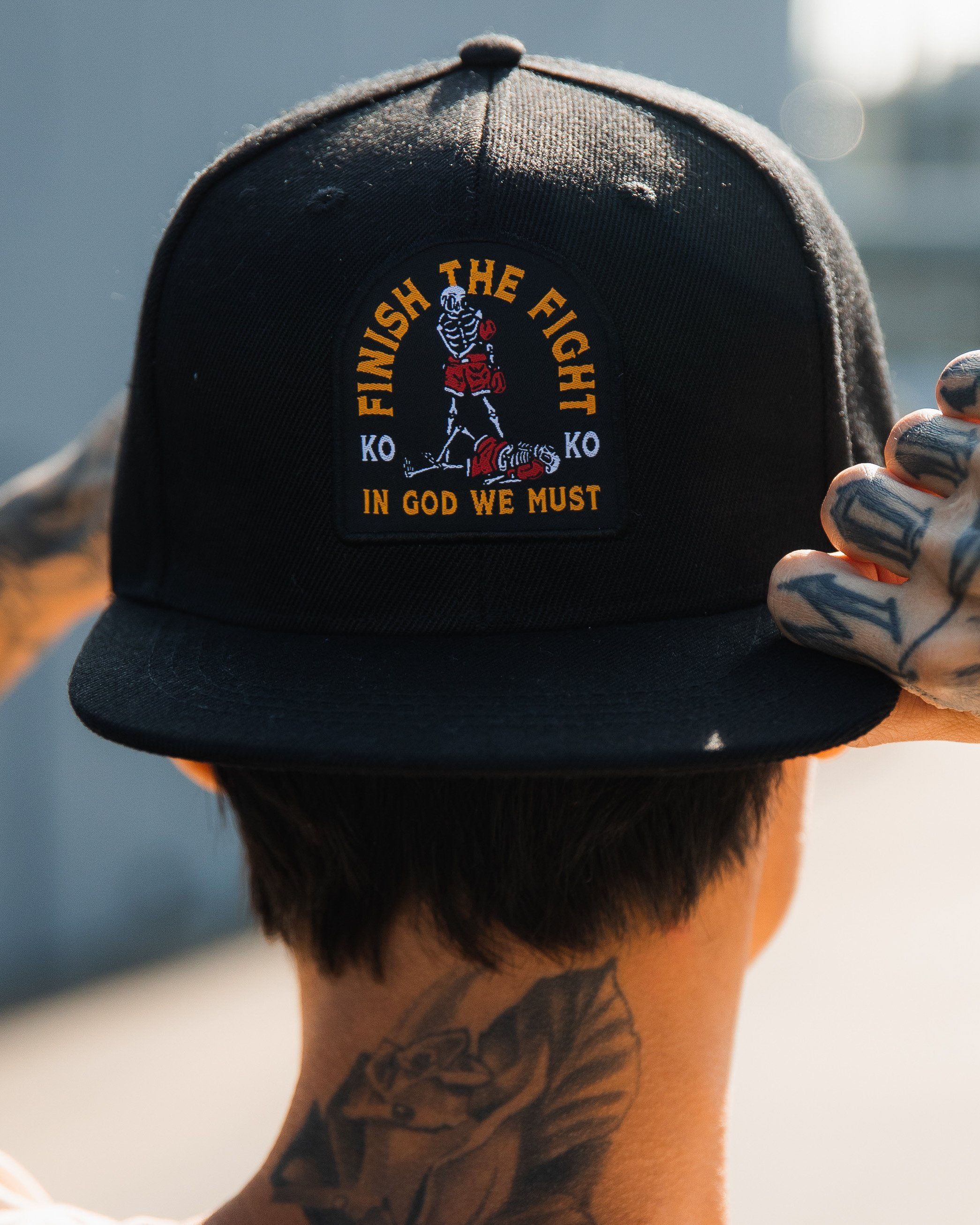 Flat Brim Snapback Hat- Finish The Fight Design – In God We Must