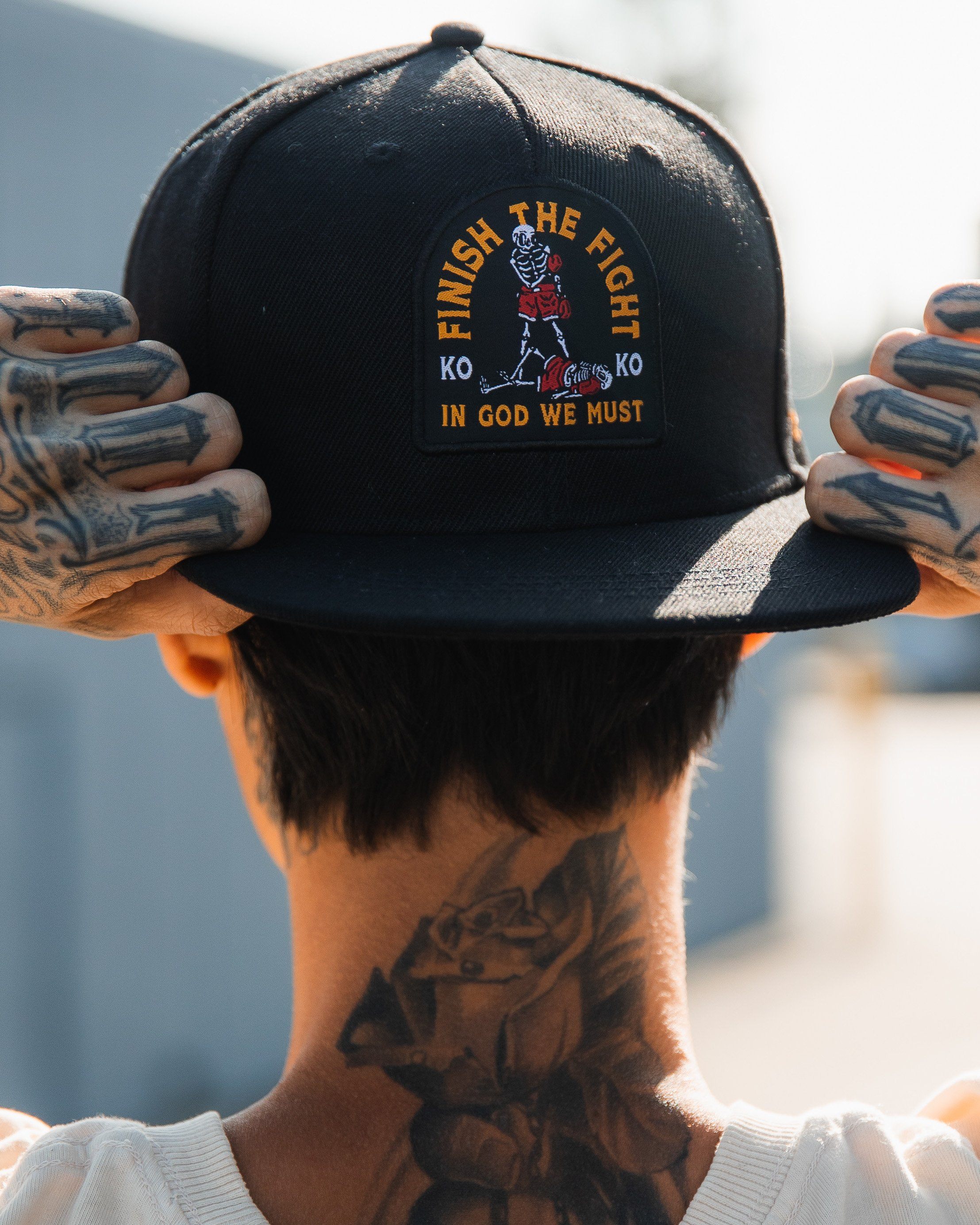 Flat Brim Snapback Hat- Finish The Fight Design – In God We Must