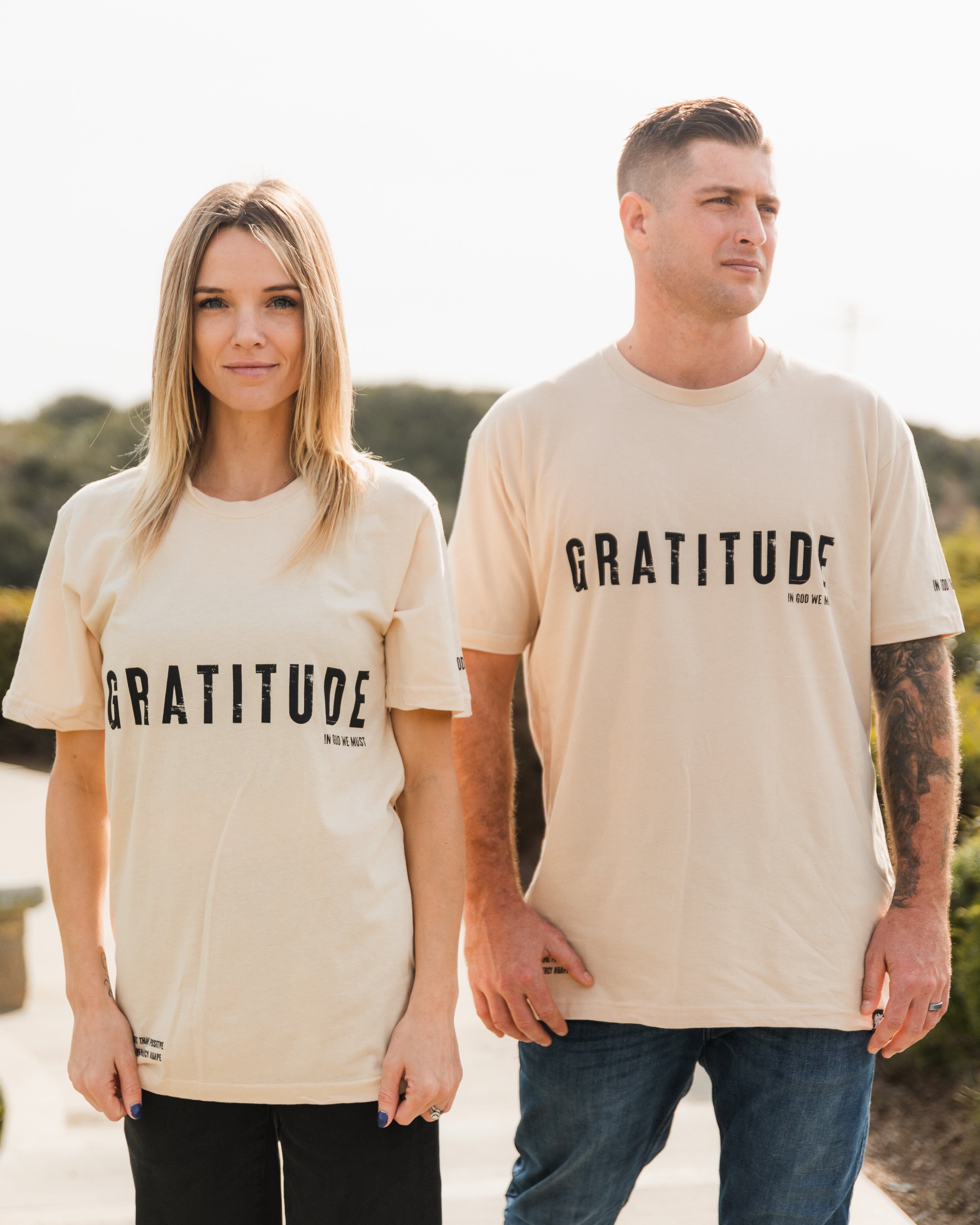 Gratitude Sand Tee – In God We Must