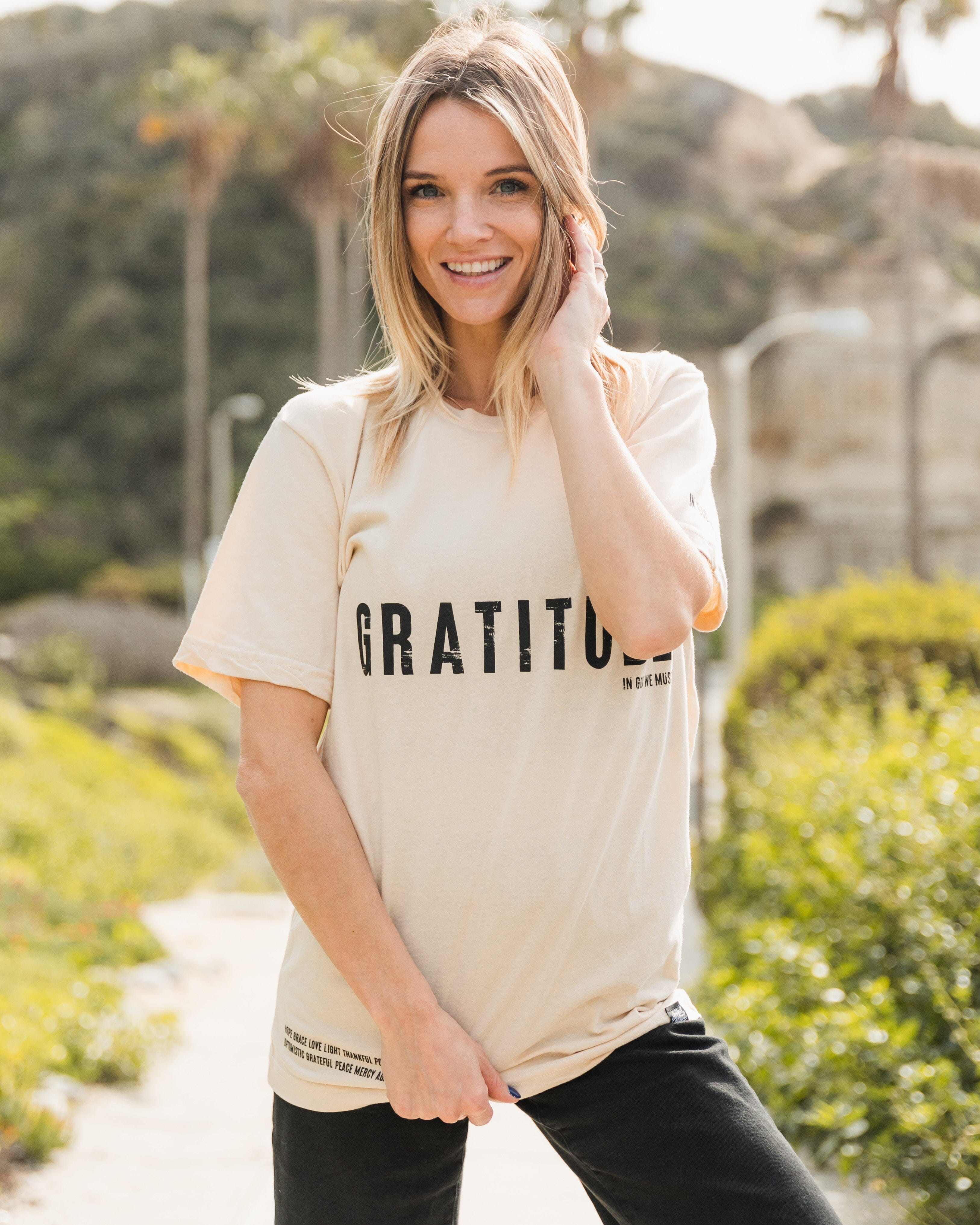 Gratitude Sand Tee – In God We Must