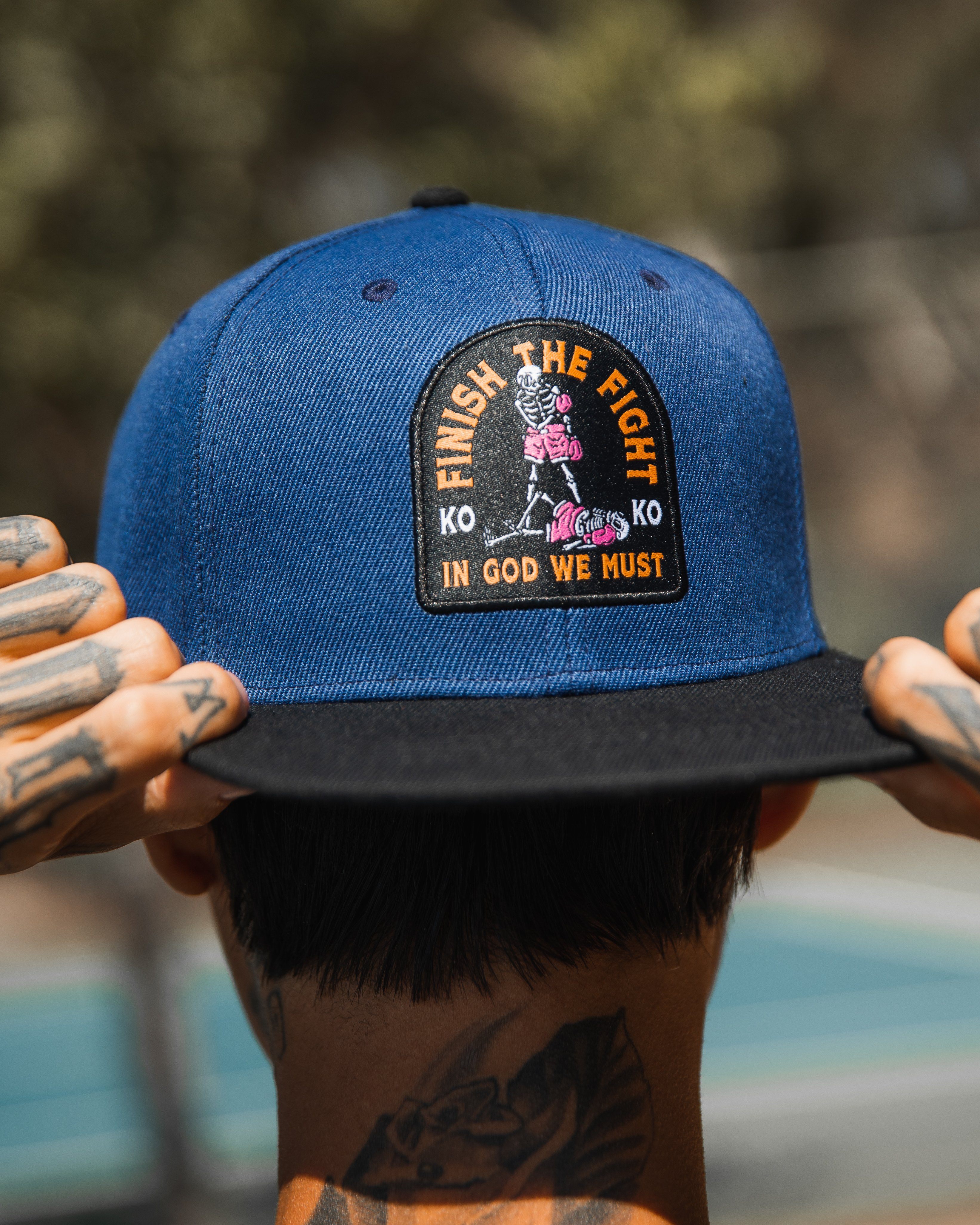 Flat Brim Snapback Hat- Finish The Fight Design – In God We Must
